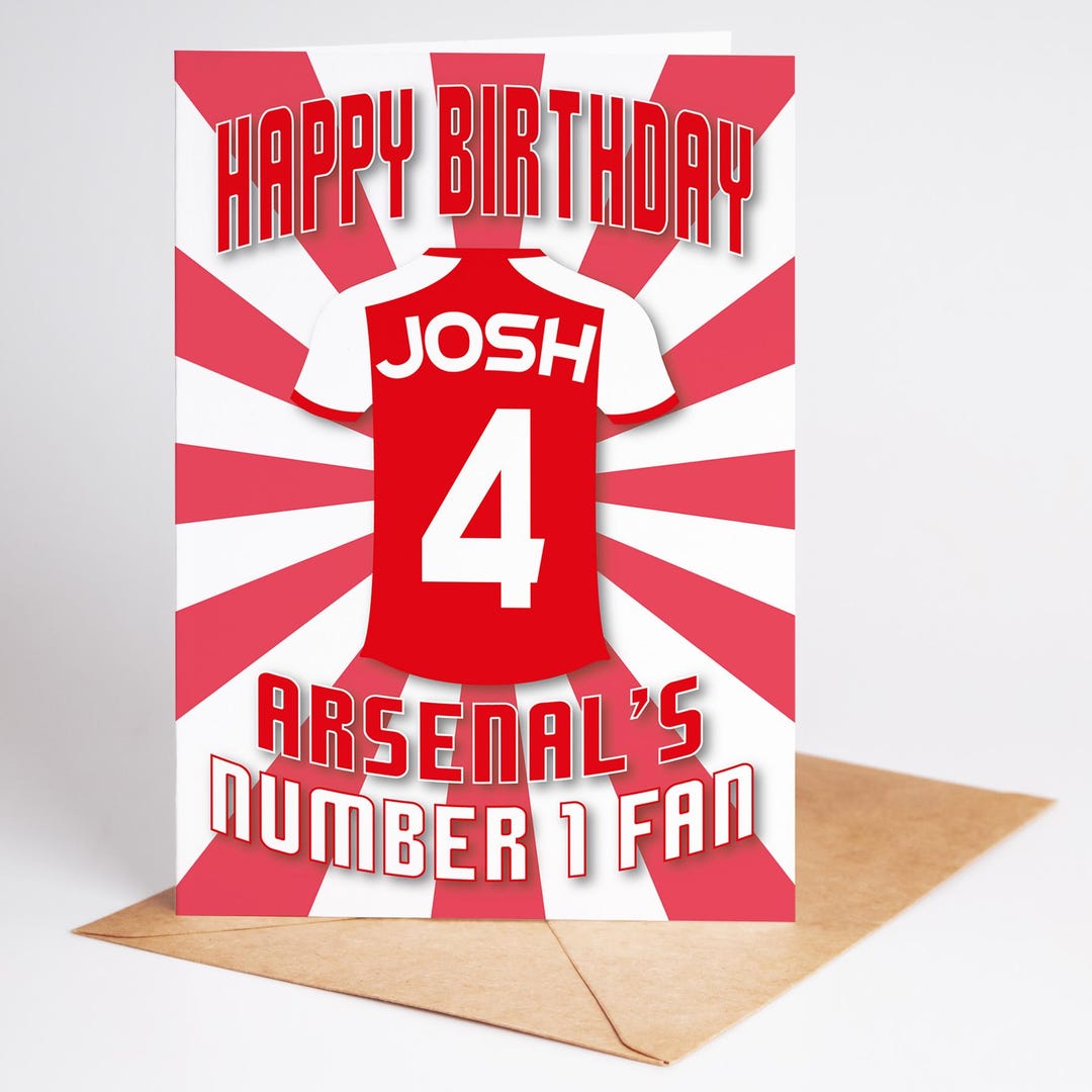 Personalized Arsenal FC Birthday Card Gift Pack: Badge, Keyring & Print ...