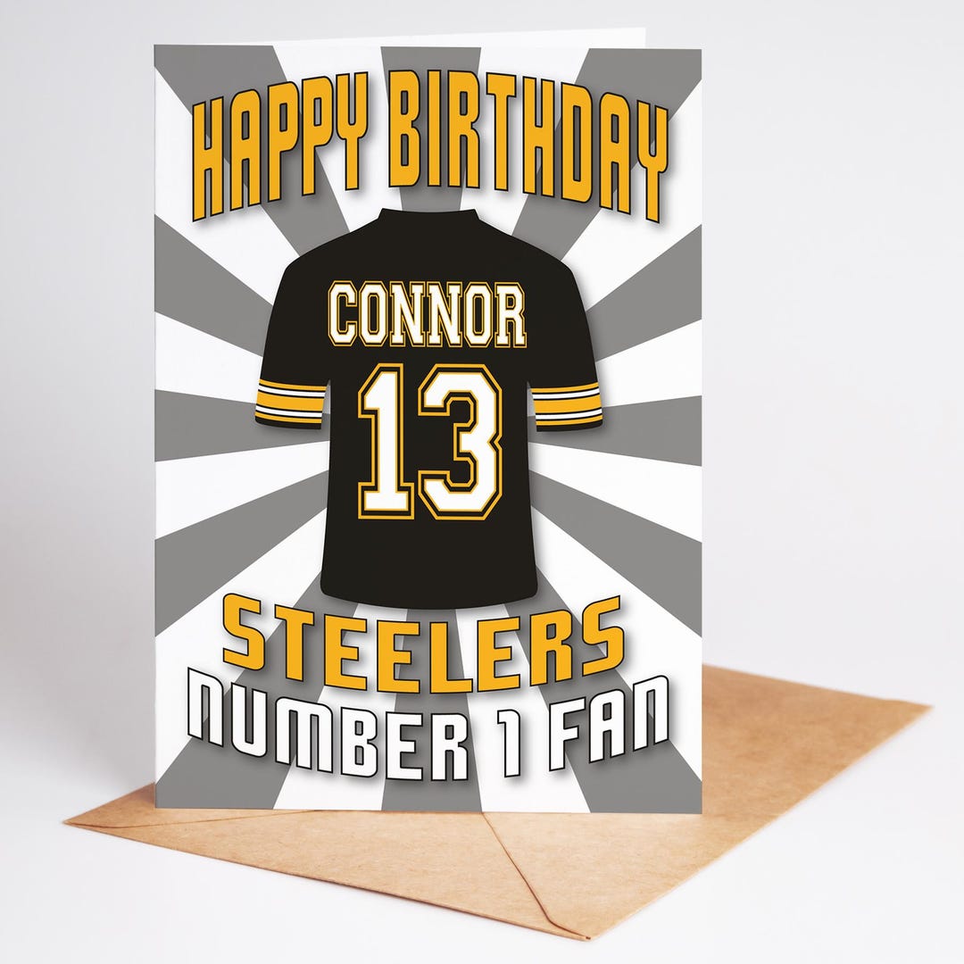 Pittsburgh Steelers NFL Shirt Age & Name Personalised Birthday Card ...