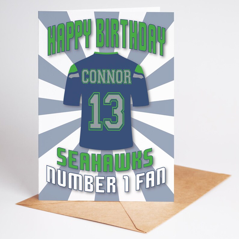 Seattle Seahawks Birthday Card, Badge, Keyring and Print Combo: NFL ...