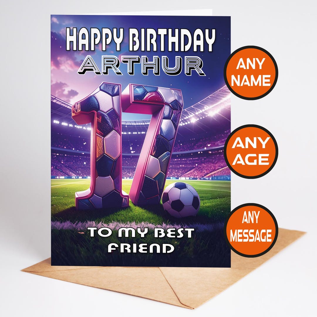 Personalised Football Birthday Card: Any Name, Age, Team Scarf - Badge ...