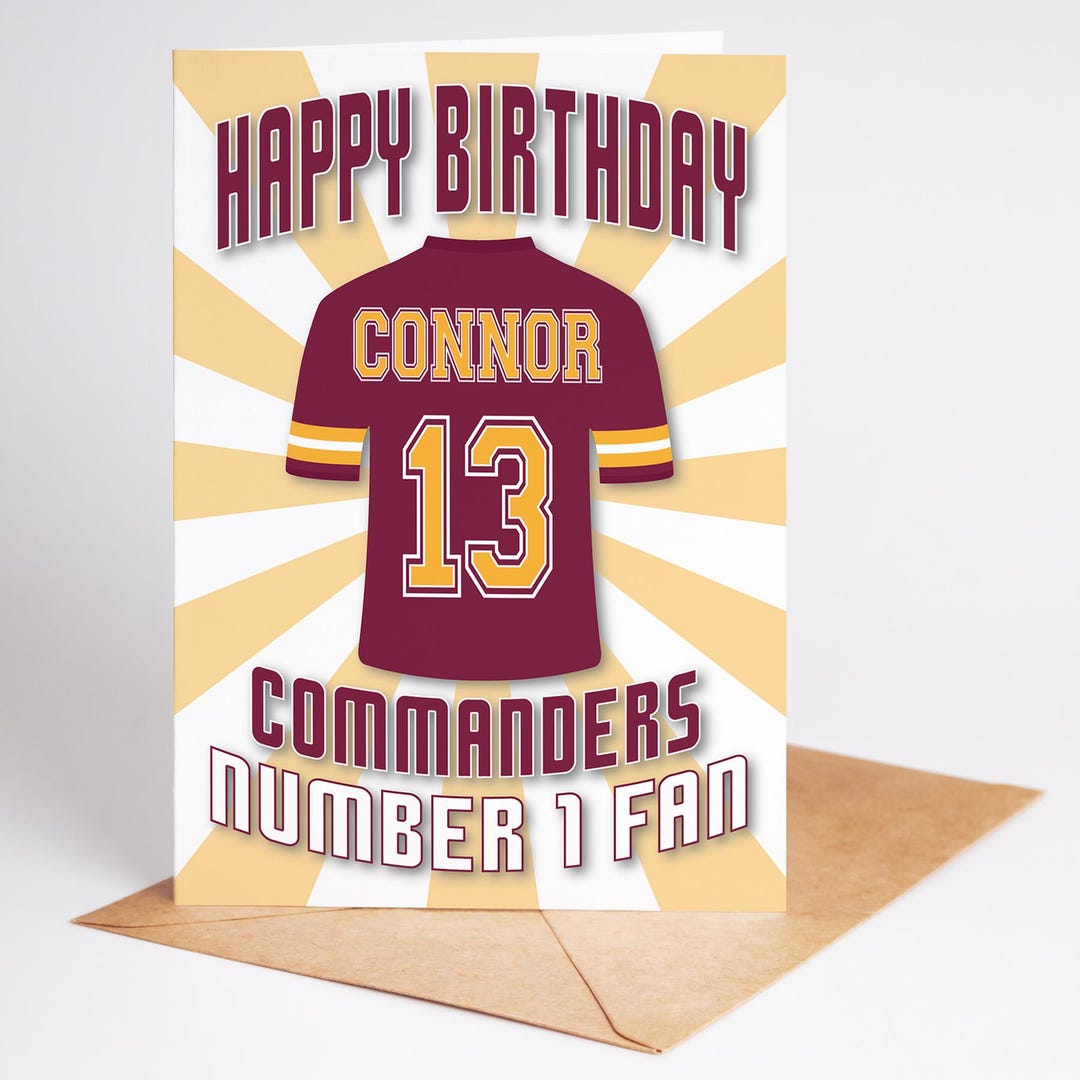 Washington Commanders Birthday Card: Personalized NFL Shirt Design ...