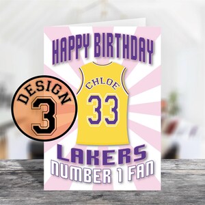 LA Lakers Basketball Shirt Age and Name Personalised Birthday Card ...
