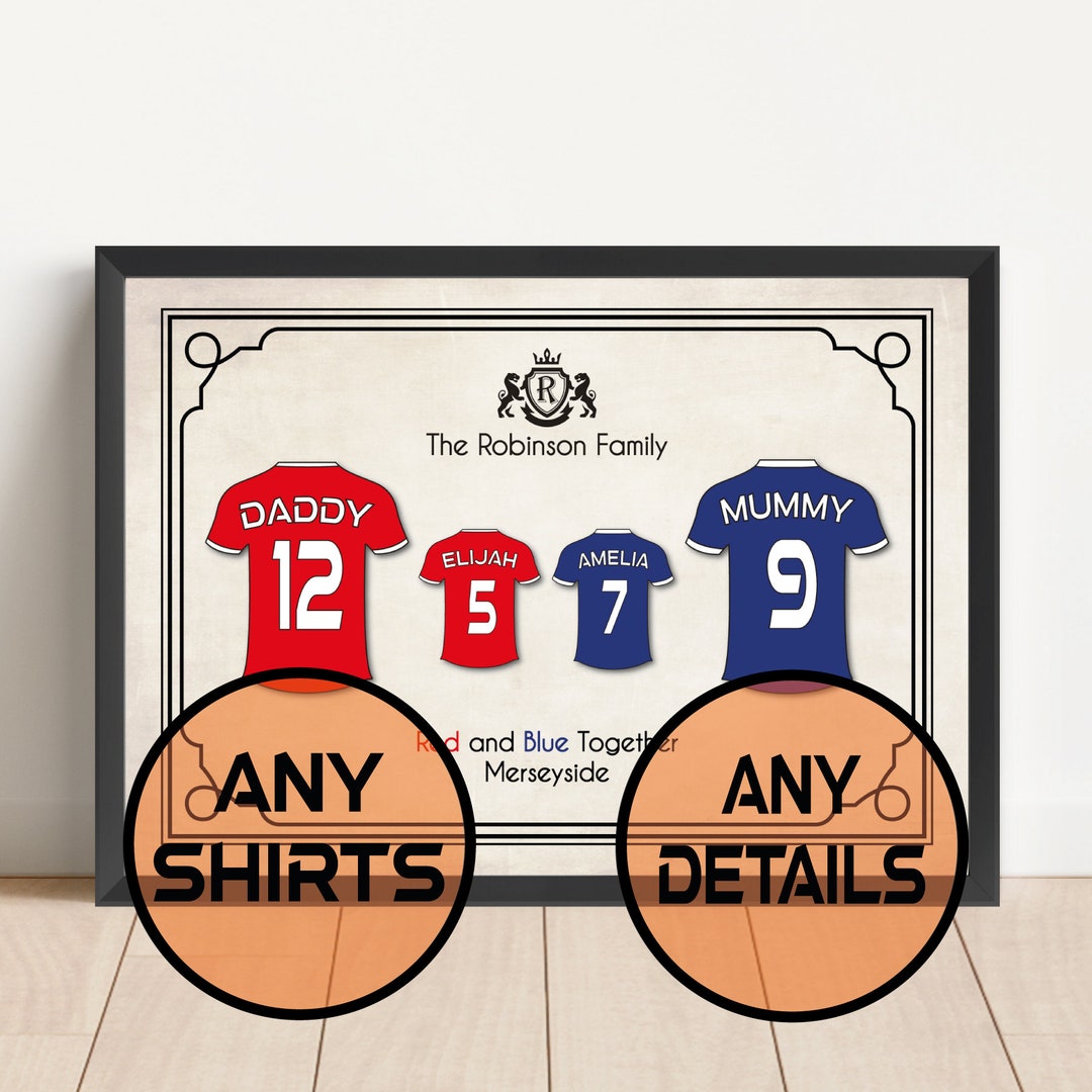 Personalized Football Shirt Print: Family Team Wall Art - Etsy