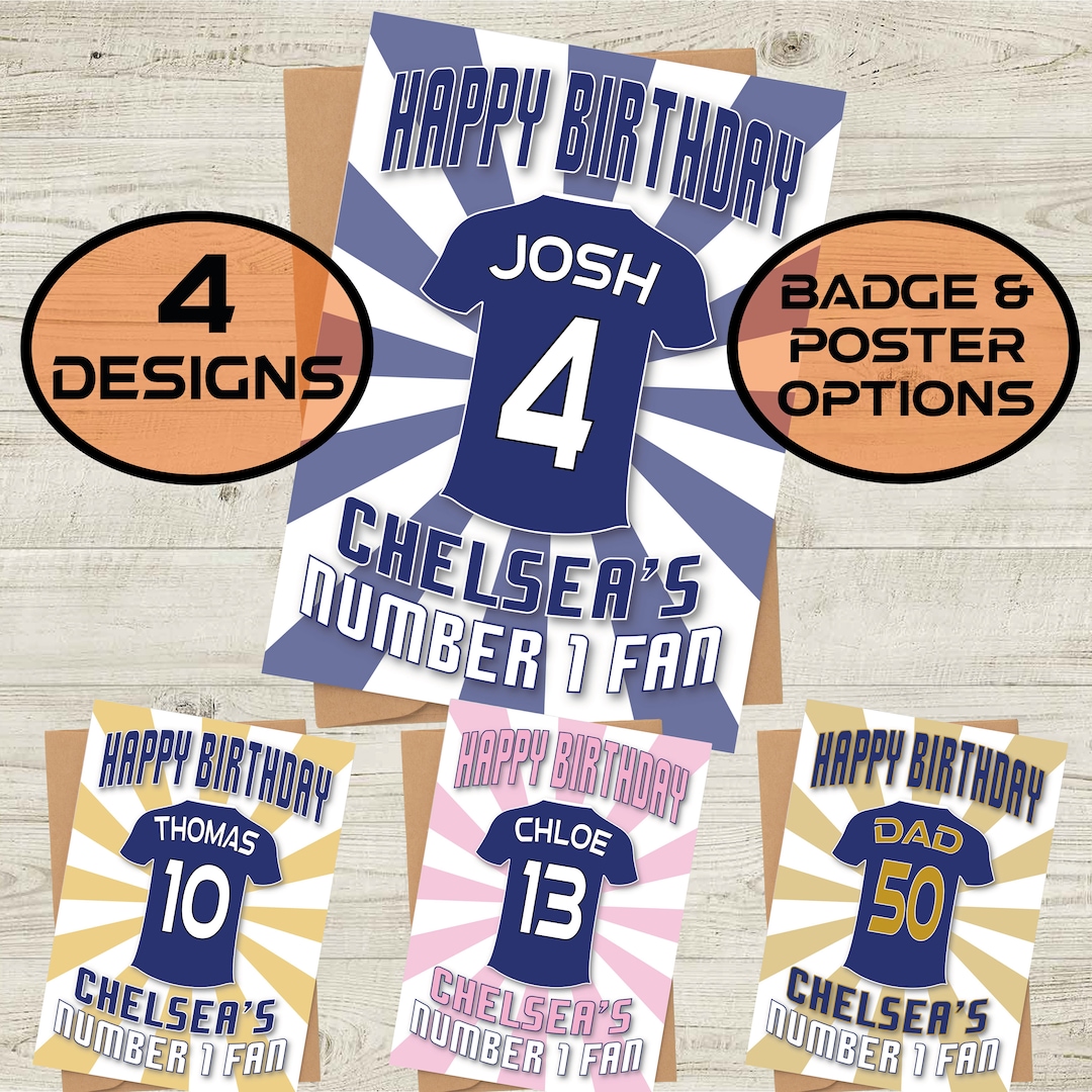 Chelsea FC Birthday Card: Personalized Name & Age, Textured A5 Card - Etsy