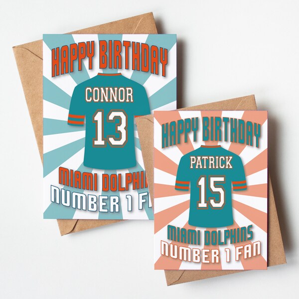 Miami Dolphins Birthday Card - Etsy