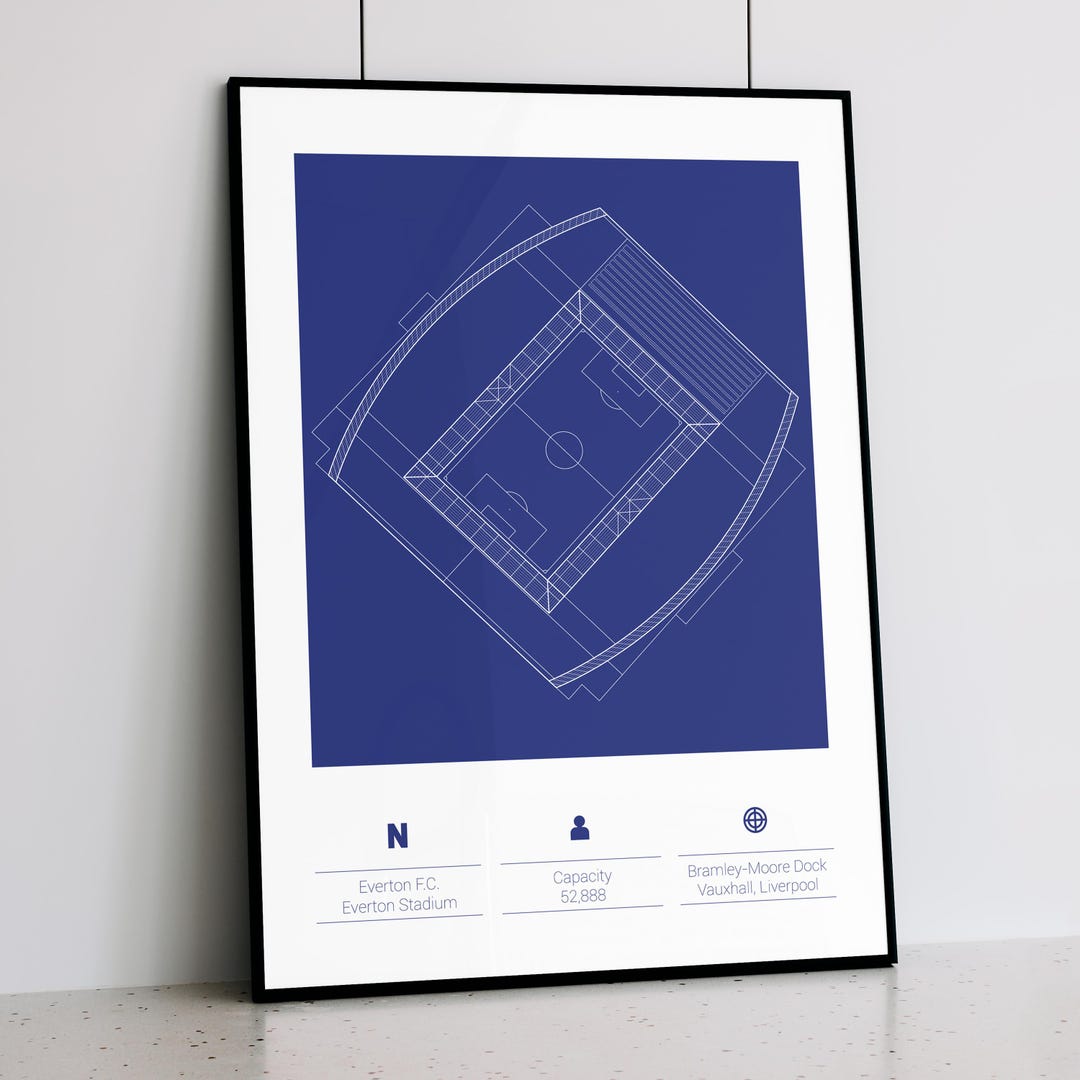 Everton Stadium Blueprint Art Print: Bramley-moore Dock, Liverpool - Etsy