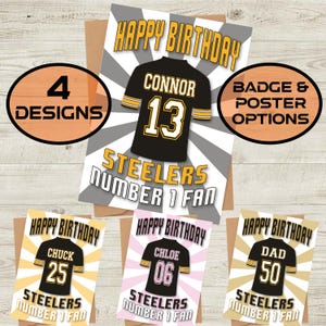 Pittsburgh Steelers NFL Shirt Age & Name Personalised Birthday Card ...