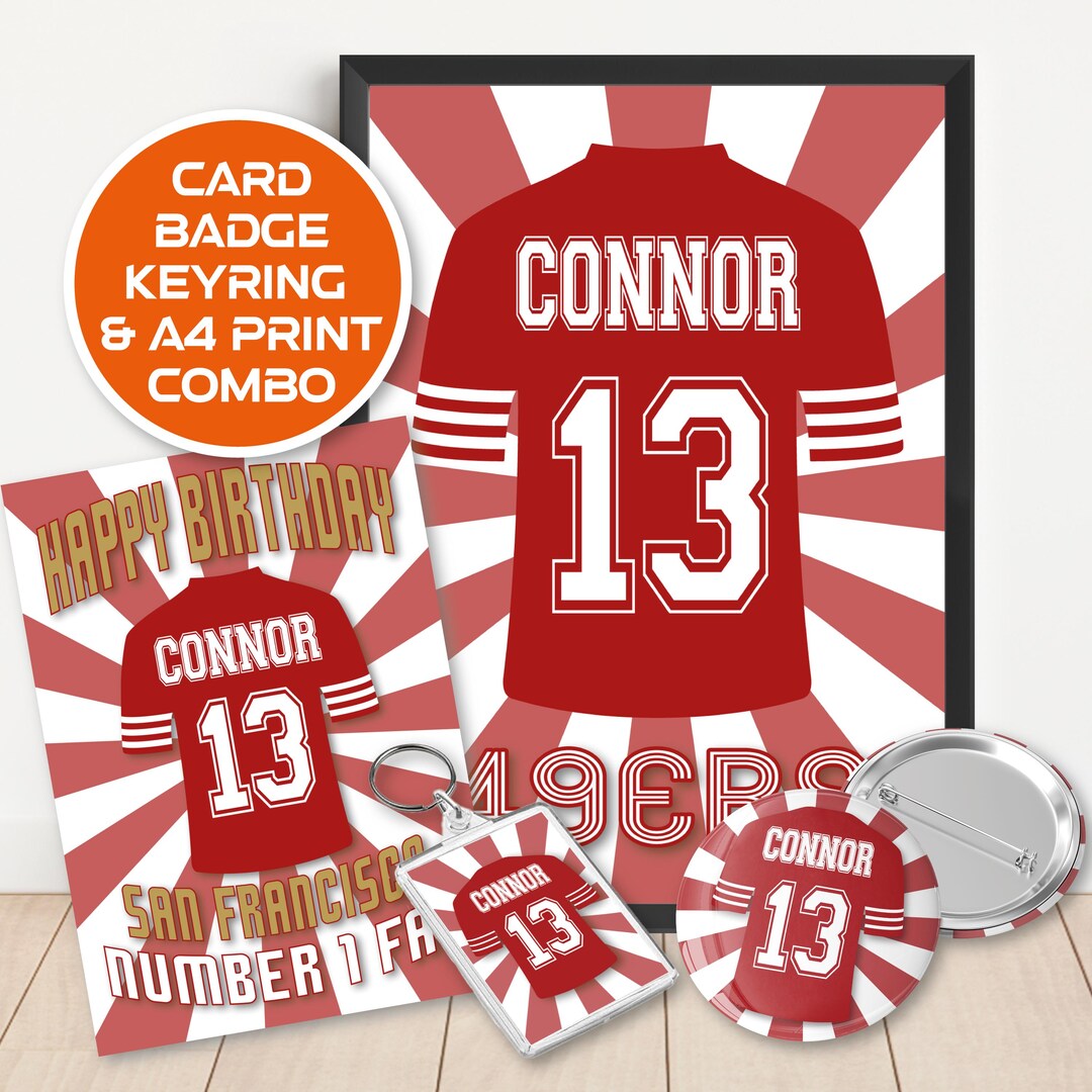 San Francisco 49ers Birthday Card, Badge, Keyring and Print Combo: NFL ...