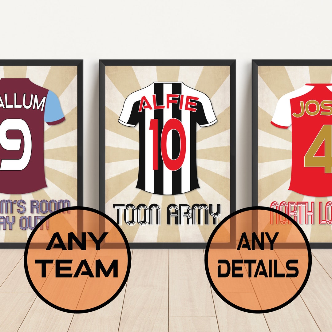 Personalized Football Shirt Print: Custom Name & Number, All Teams - Etsy
