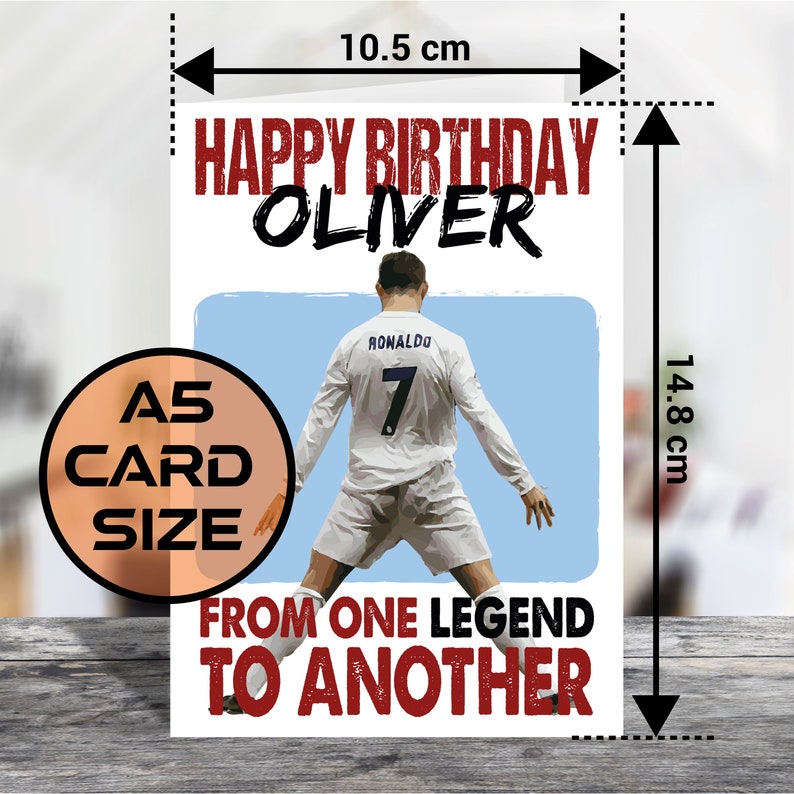 Cristiano Ronaldo Personalised Birthday Card Legend Portugal A5 Size ...