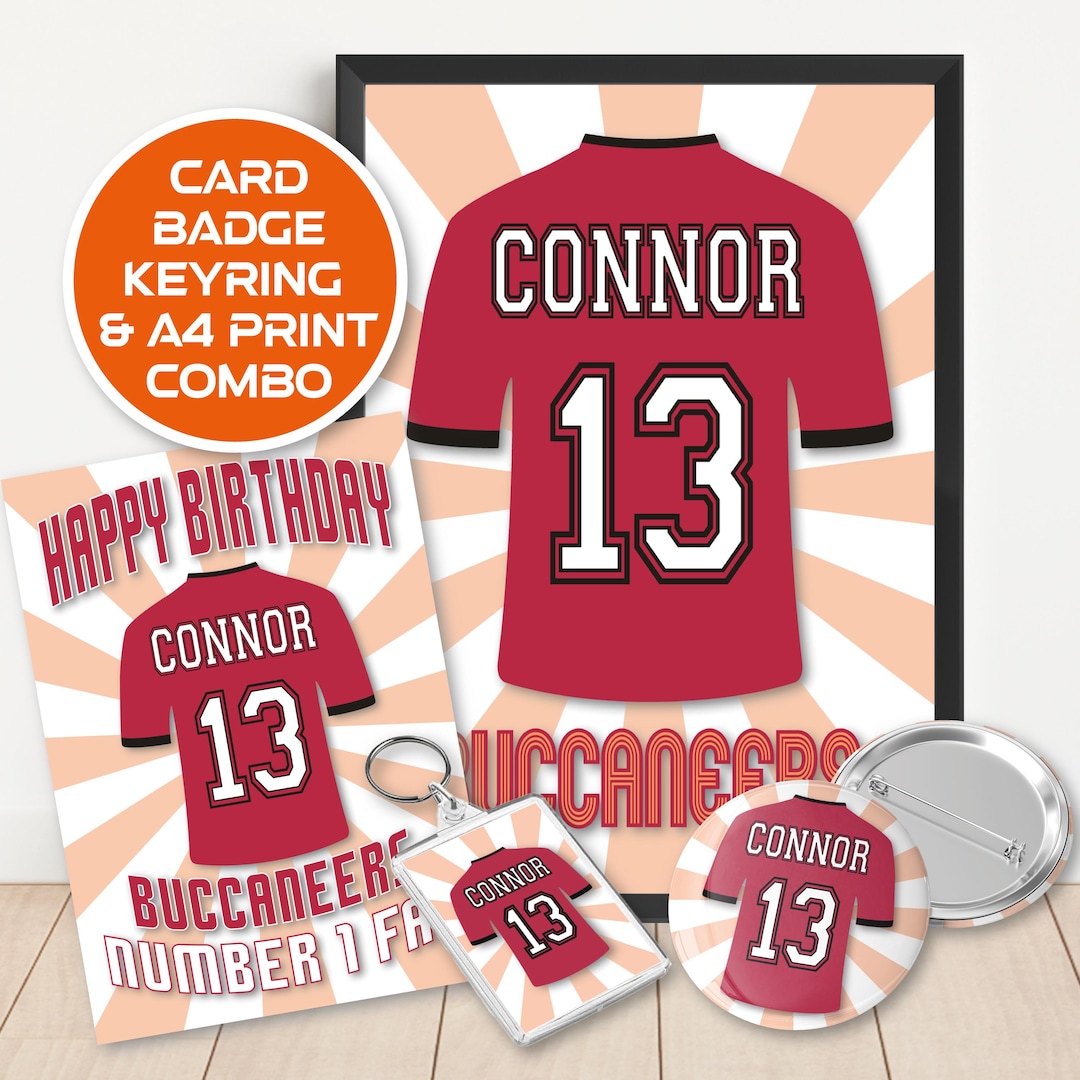 Tampa Bay Buccaneers Birthday Card, Badge, Keyring and Print Combo: NFL ...