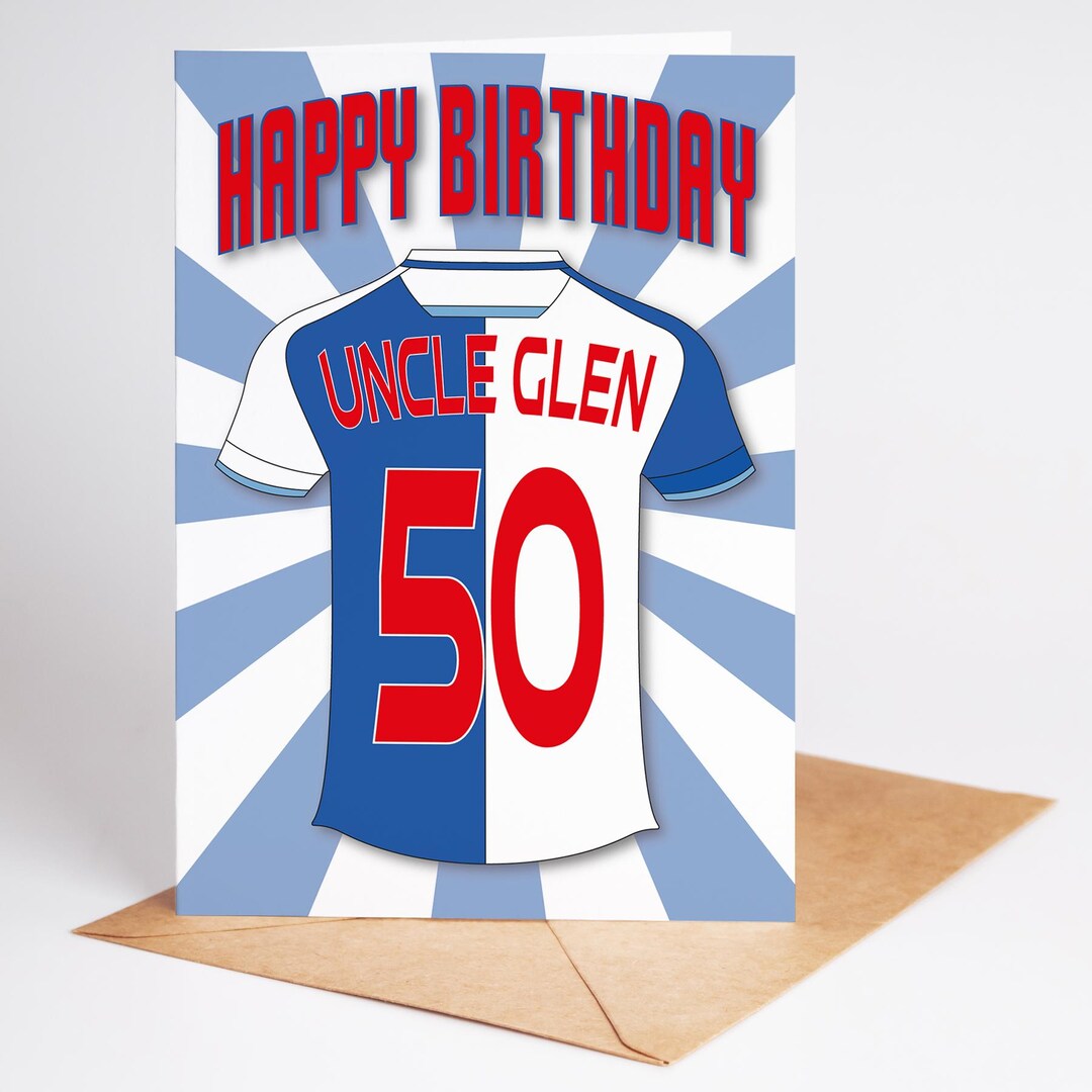 Blackburn Rovers FC Shirt Age and Name Personalised Birthday Card - A5 ...