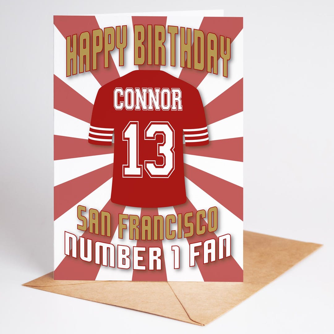 San Francisco 49ers Birthday Card: Personalized NFL Shirt Design (A5 ...