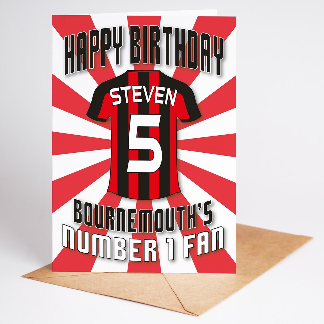 Personalized Bournemouth FC Birthday Card Gift Set: Badge, Keyring ...