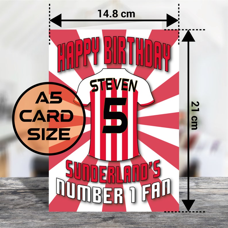 Sunderland AFC Birthday Card: Personalized Name & Age, Number 1 Fan ...