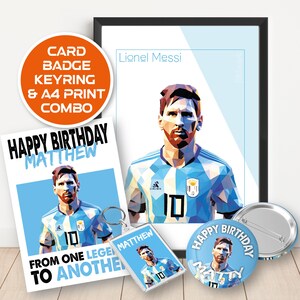 Lionel Messi Personalised Birthday Card and Badge Option - From One ...