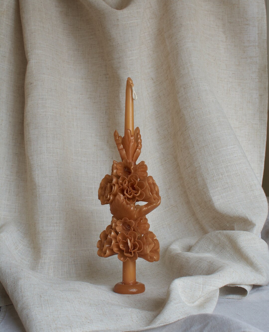 Oaxacan Floral Taper Large Candle Canela - Etsy