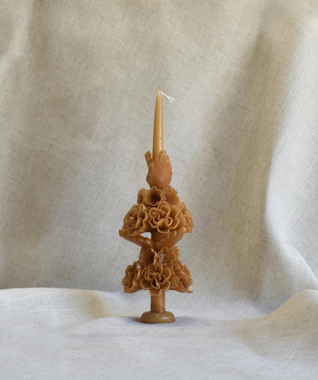 Oaxacan Floral Taper Large Candle "canela" - Etsy