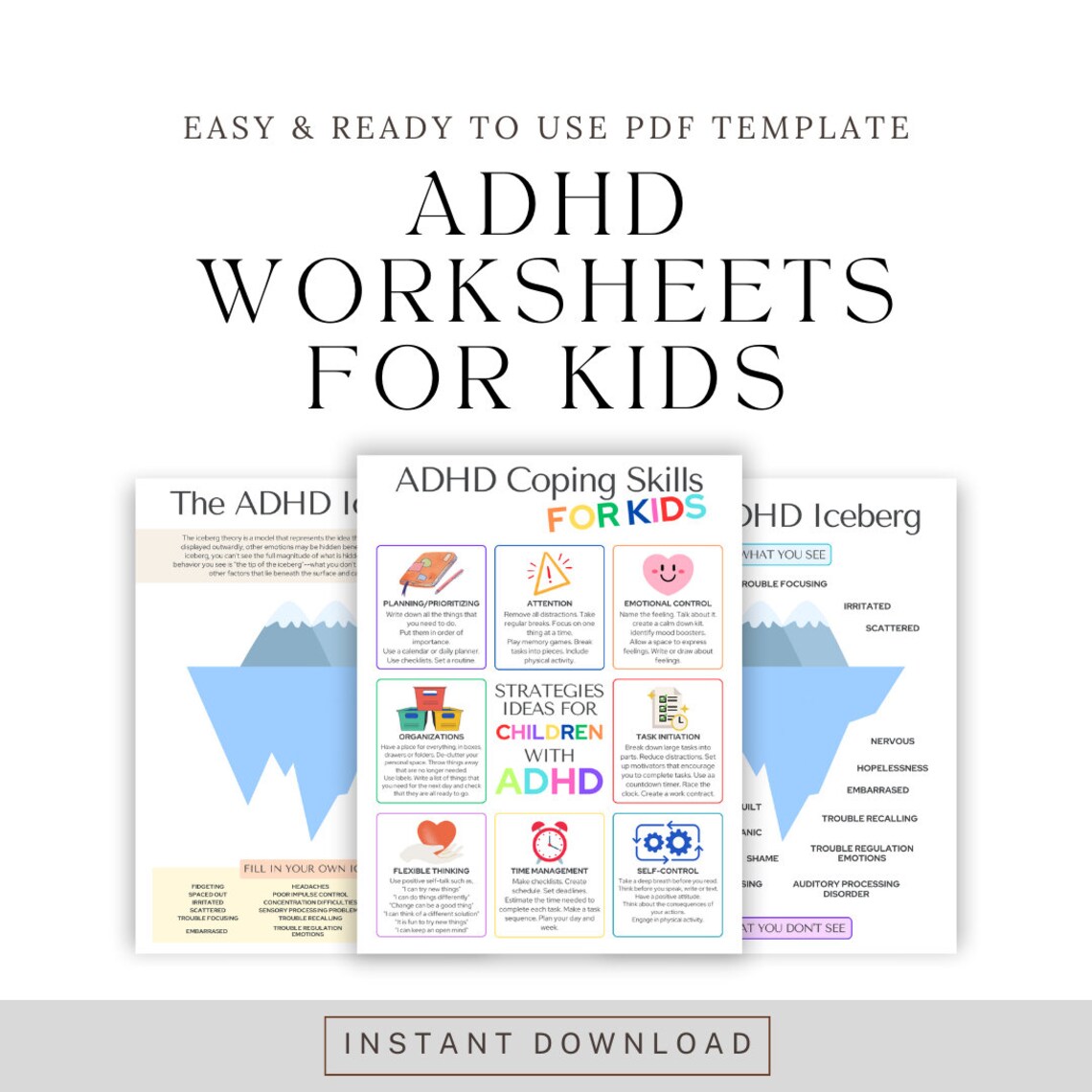 Adhd Print Executive Functioning Wheel and Strategies Counselor Wall ...