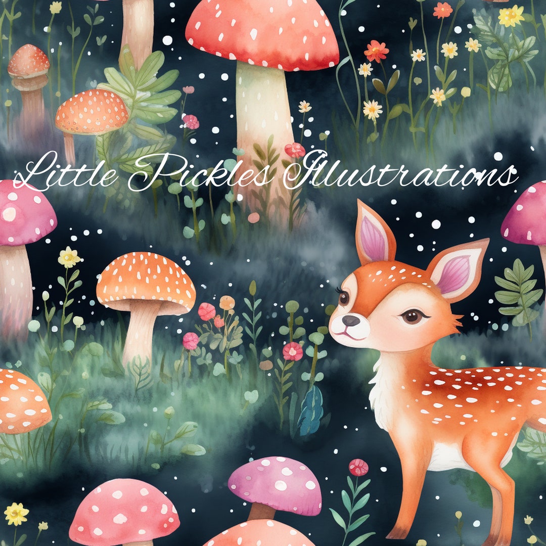Enchanted Forest Mushrooms Seamless Design ,pattern Design ...