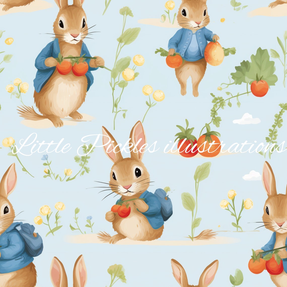 Peter Rabbit Light Veg Seamless Design ,pattern Design, Illustration - Etsy