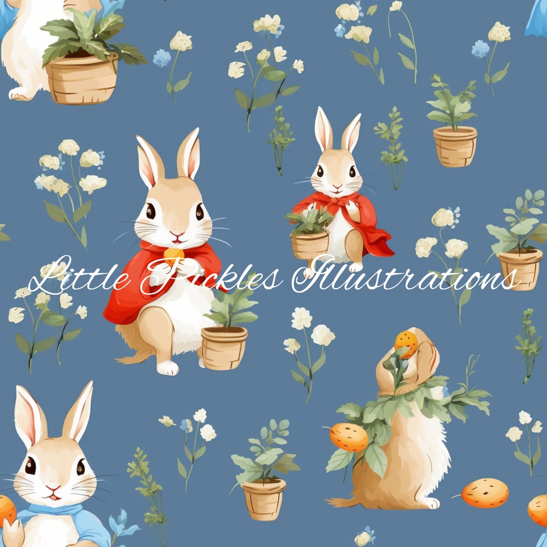 Peter Rabbit Dark Plant Pot Seamless Design ,pattern Design ...