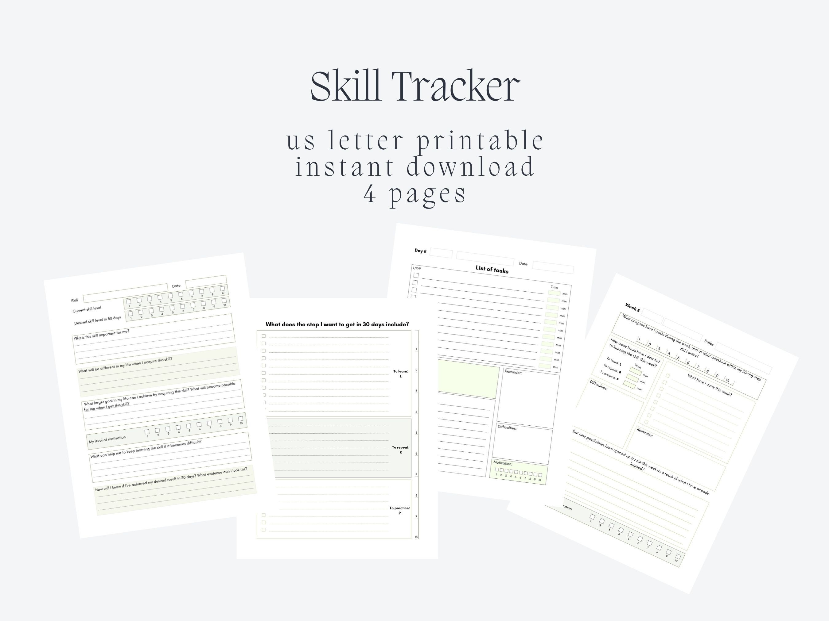 Skill Tracker Self Care Checklist Planner Selfcare Journal Tracker ...