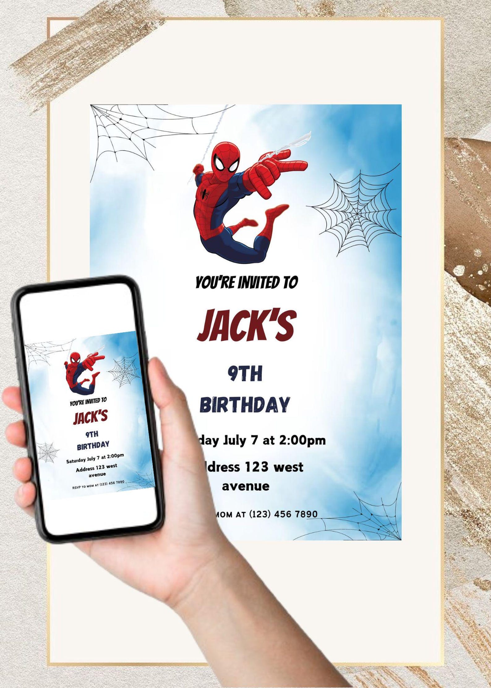 Spider Man Birthday Party Invitation Template, Spider Man Birthday ...