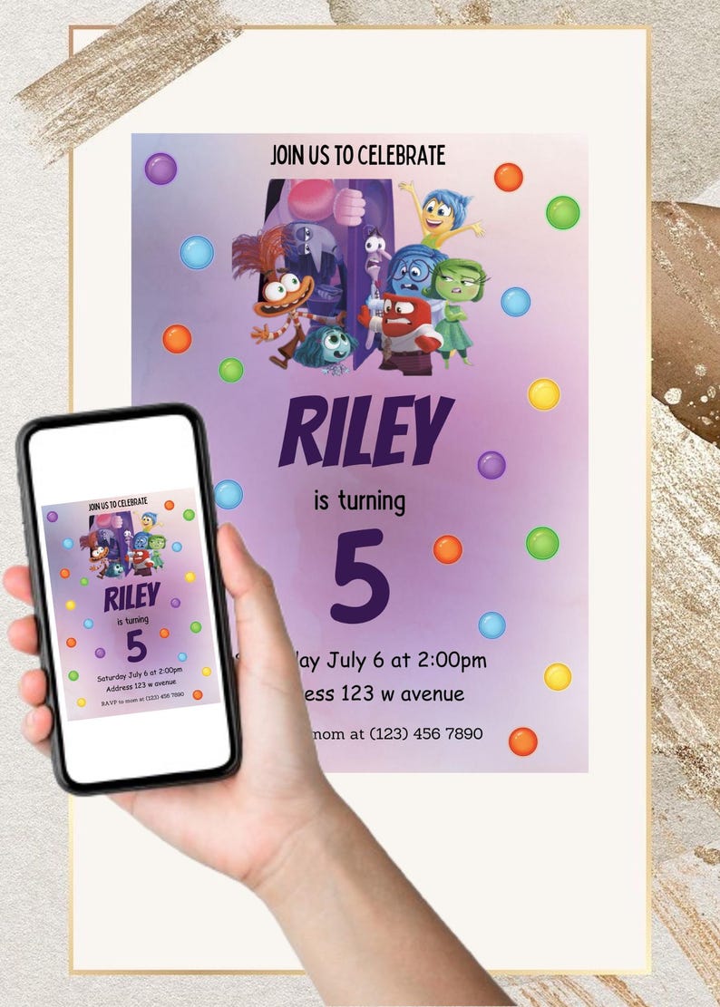 Inside Out Birthday Party Invitation Template, Inside Out Birthday ...