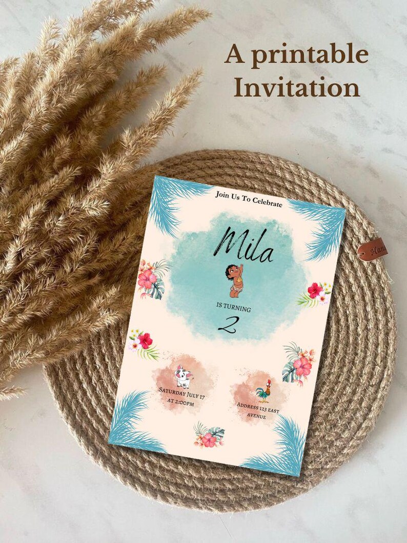 Moana Birthday Party Invitation Template, Moana Birthday Invitation ...