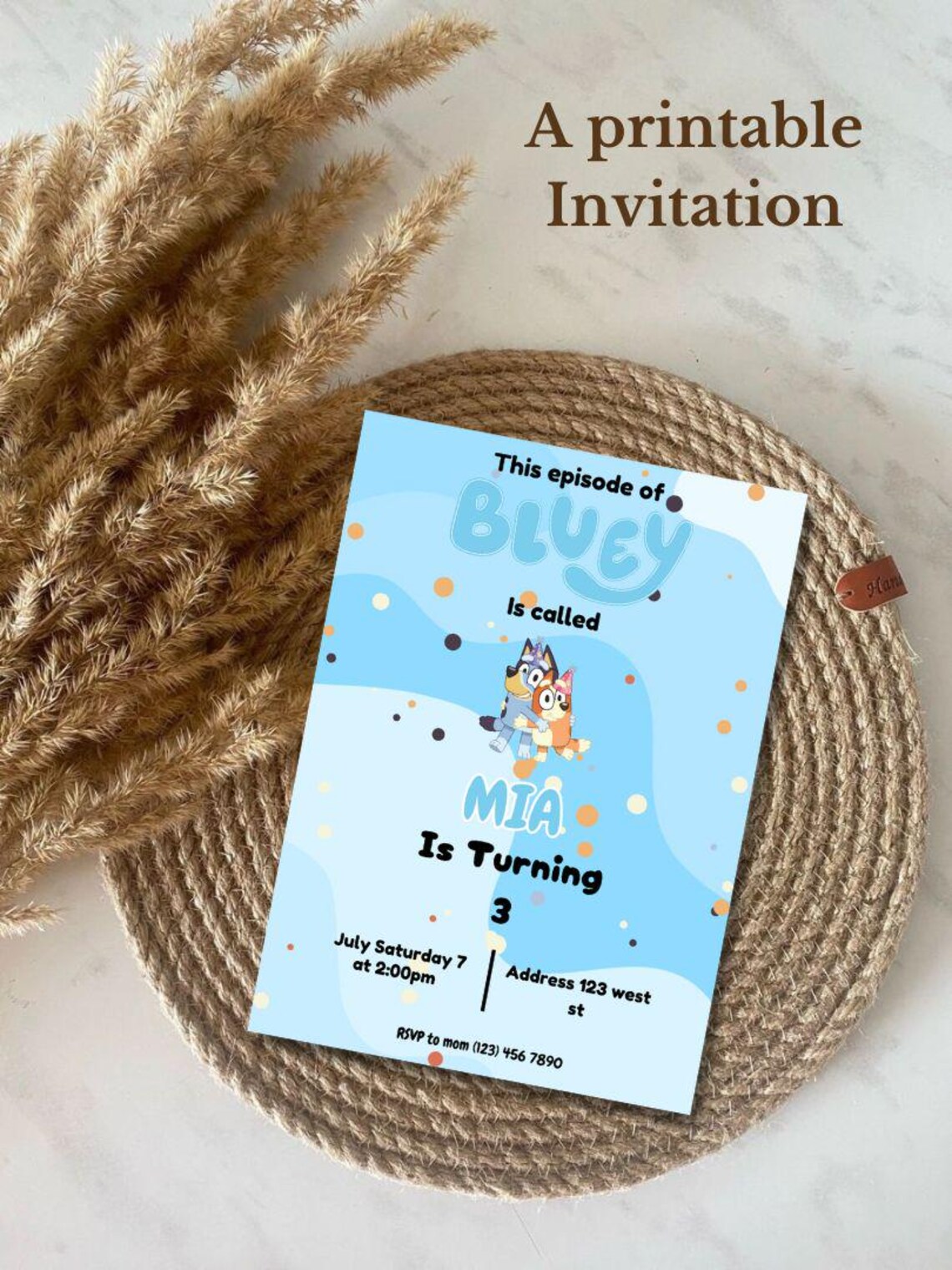 Bluey Birthday Party Invitation Template, Bluey Birthday Invitation ...