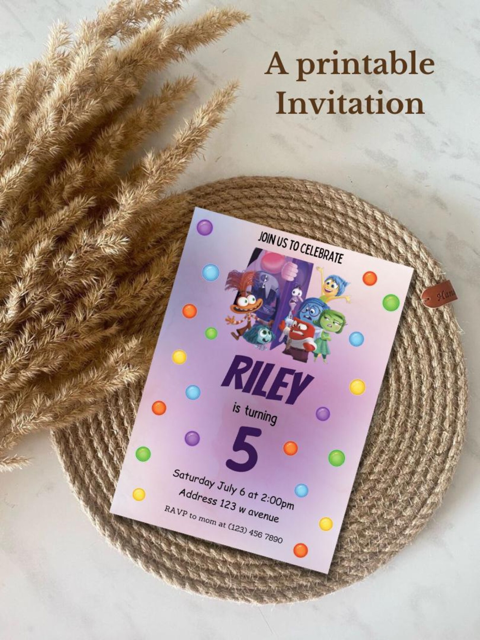 Inside Out Birthday Party Invitation Template, Inside Out Birthday ...