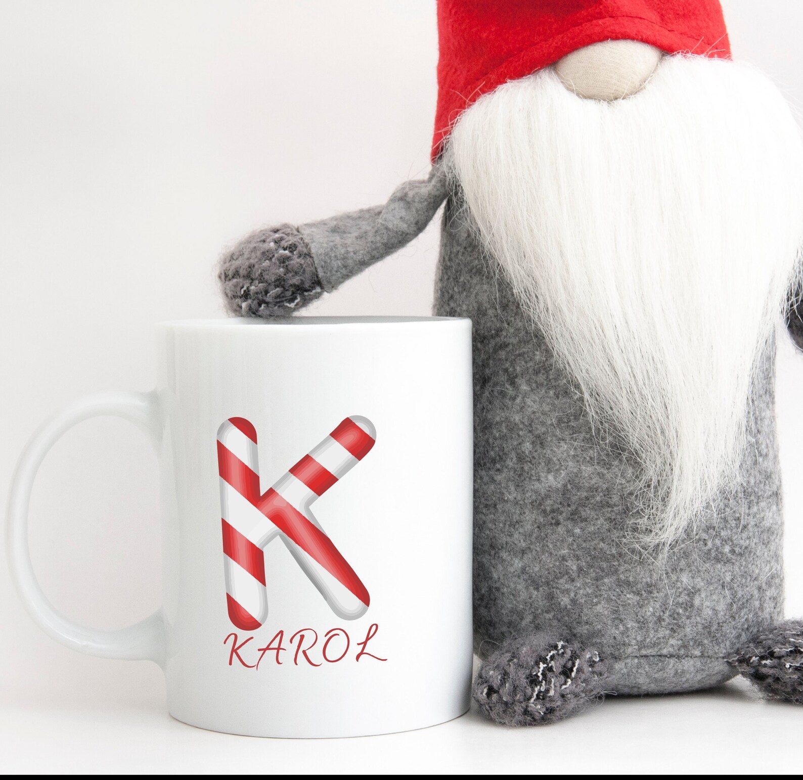 Candy Cane Mug, Mug With Initial, Christmas Mug, Gift Mug, Personalized ...