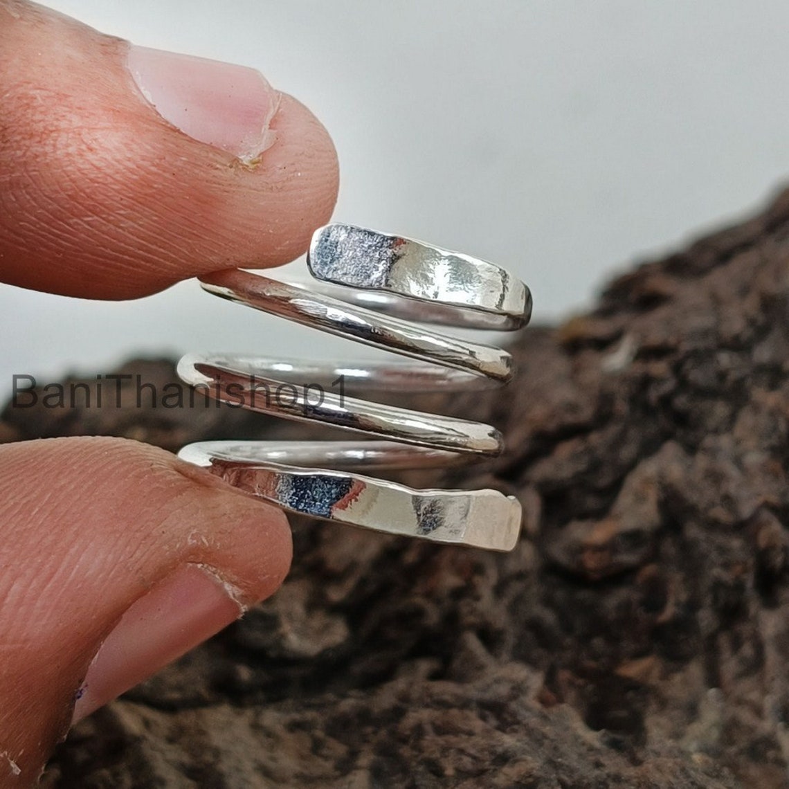 Silver Wrap Around Ring,silver Spiral Ring, Silver Thumb Ring,thic Coil ...