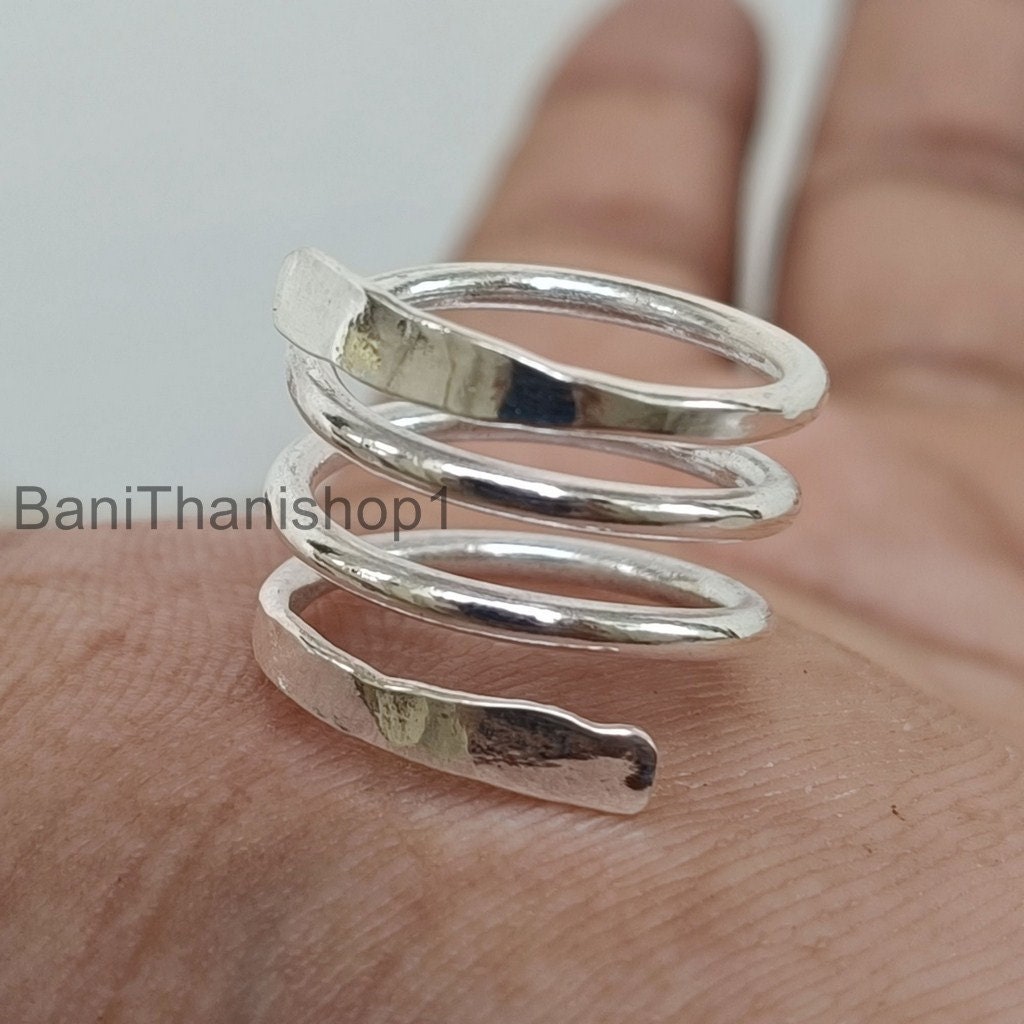 Silver Wrap Around Ring,silver Spiral Ring, Silver Thumb Ring,thic Coil Ring, Swirl Ring ...