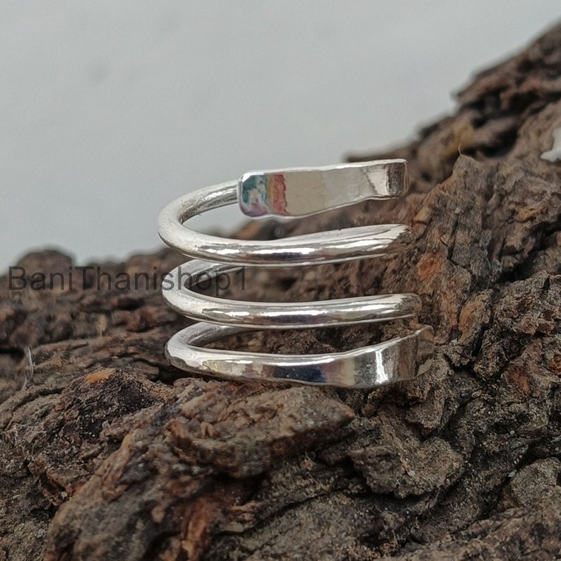 Silver Wrap Around Ring,silver Spiral Ring, Silver Thumb Ring,thic Coil Ring, Swirl Ring ...