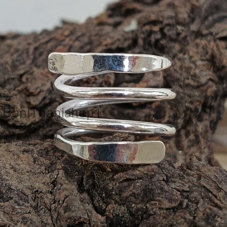 Silver Wrap Around Ring,silver Spiral Ring, Silver Thumb Ring,thic Coil ...