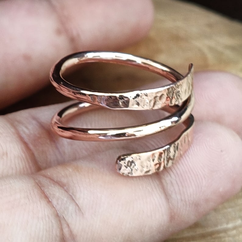 Pure Copper Wrap Ring,solid Copper Ring, Hammered Ring, Arthritis Thumb ...