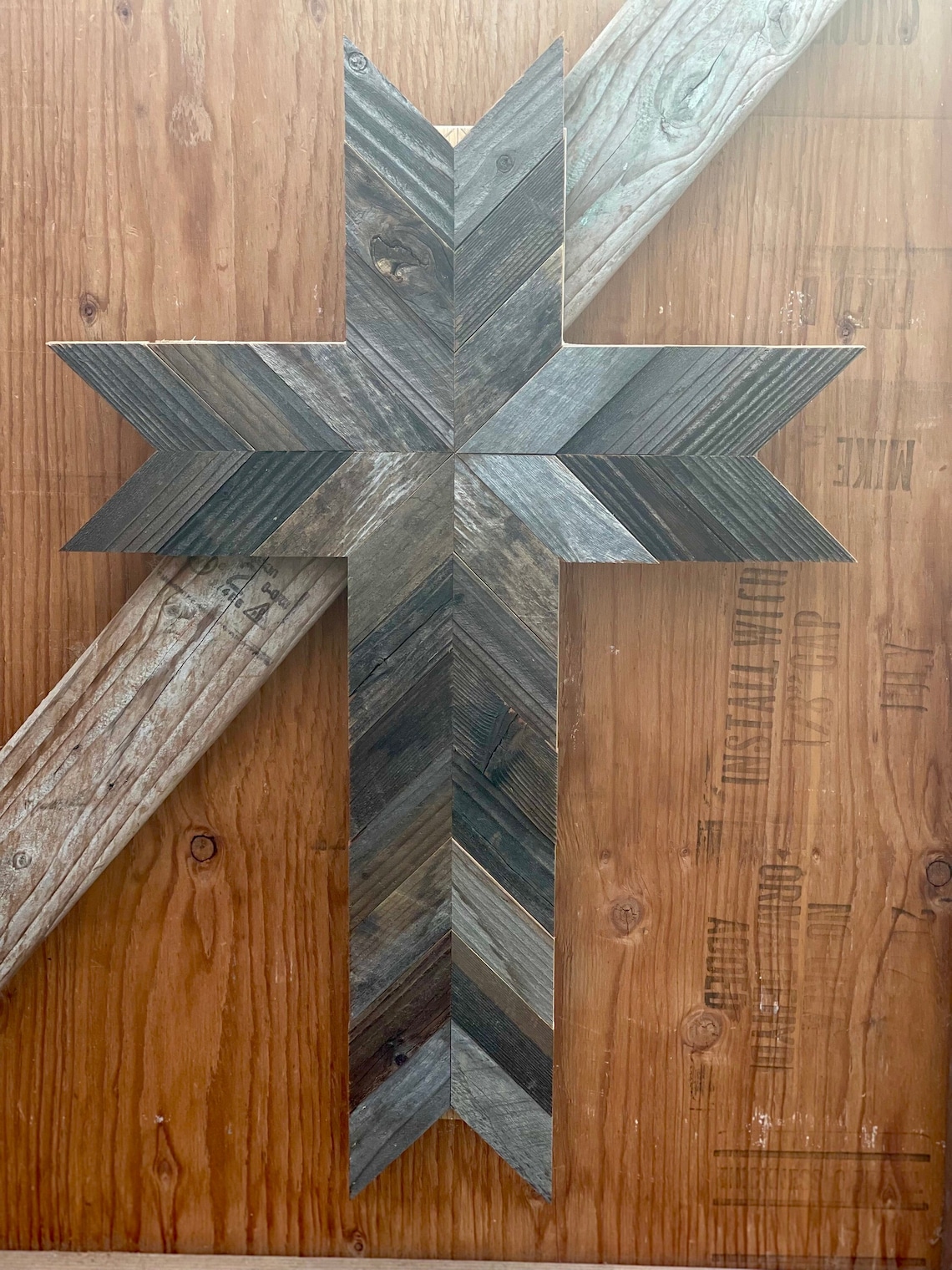 Wooden Cross, Hand Made, Reclaimed Wood Wall Art, Decor, Chevron ...
