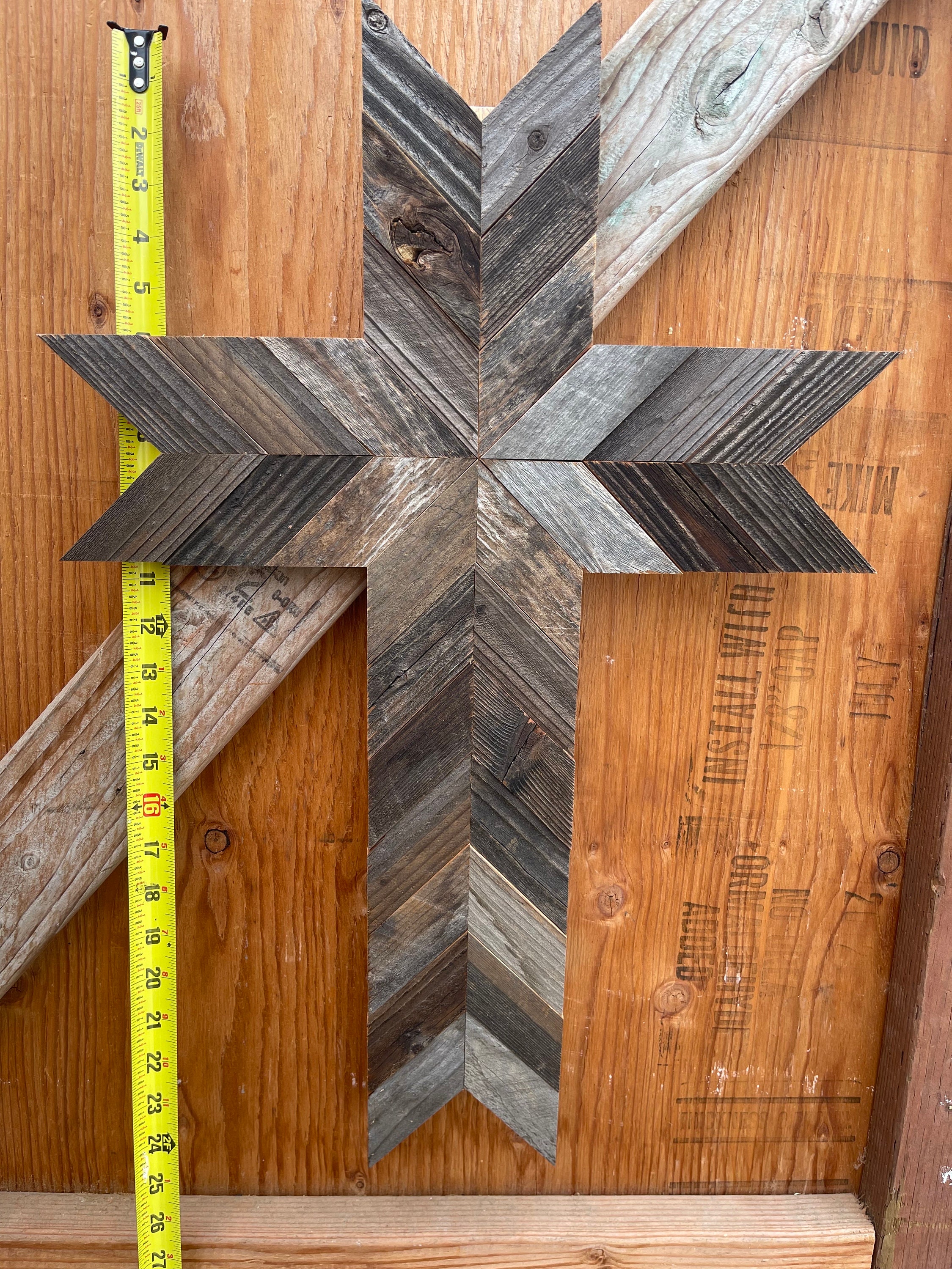 Wooden Cross, Hand Made, Reclaimed Wood Wall Art, Decor, Chevron ...