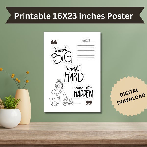 Study Hard Poster - Etsy