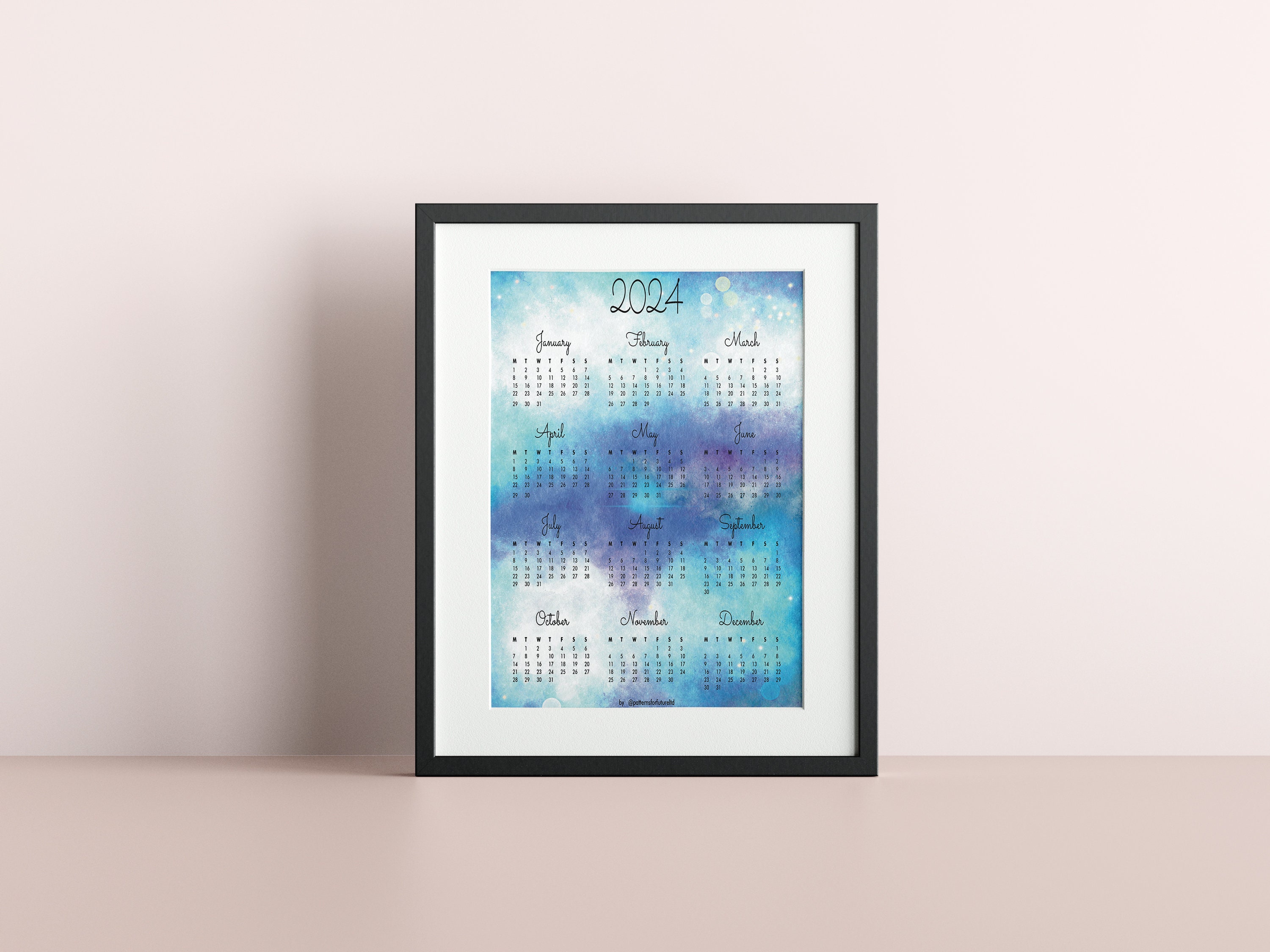 Galaxy One Page Calendar for 2024 Minimalist Decor Digital Calendars A4 ...