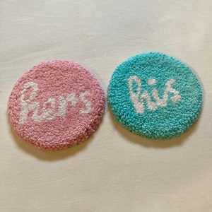 Punch Needle Coasters His & Hers Customizable Coasters for Couples Mug ...
