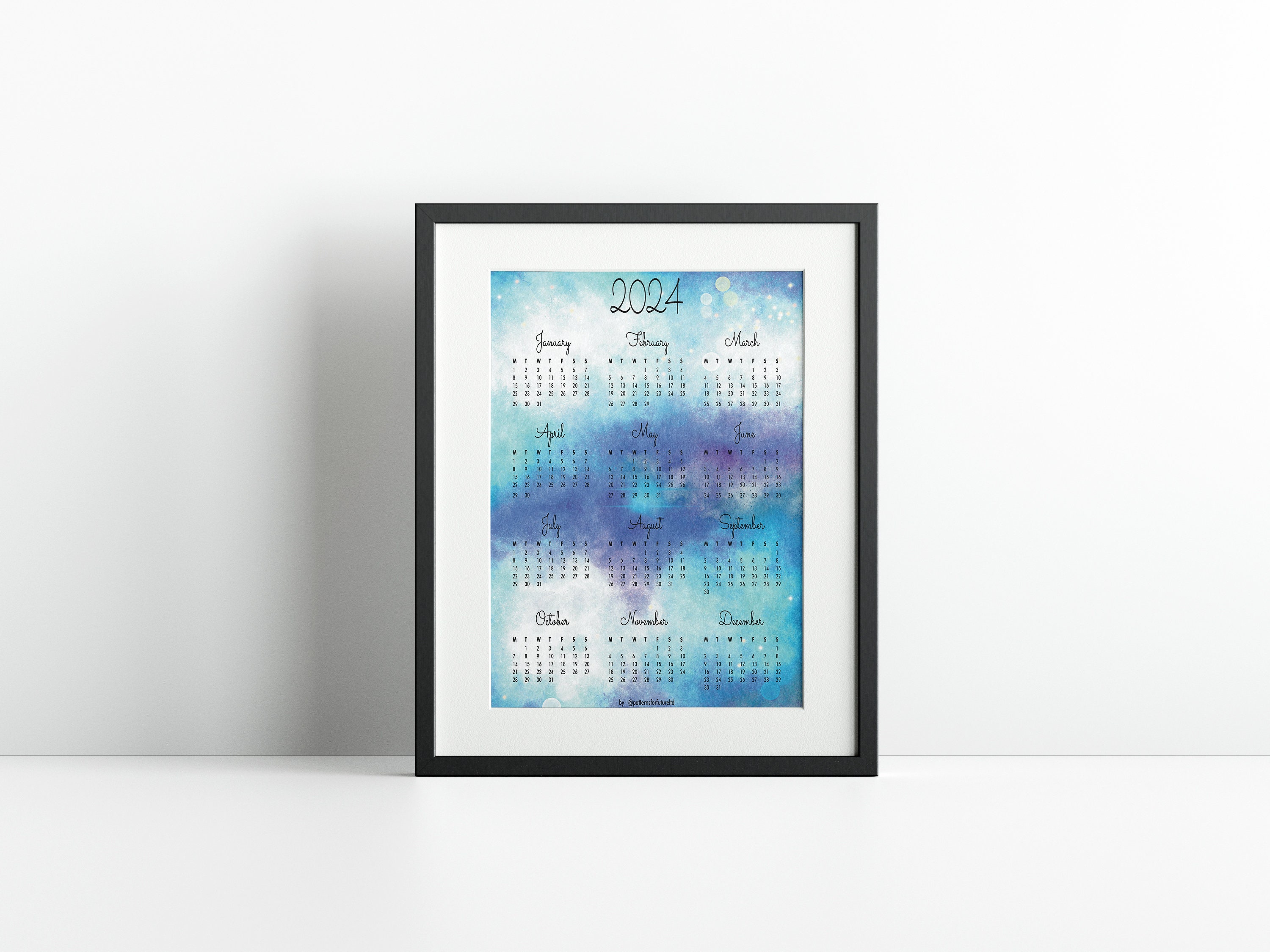 Galaxy One Page Calendar for 2024 Minimalist Decor Digital Calendars A4 ...