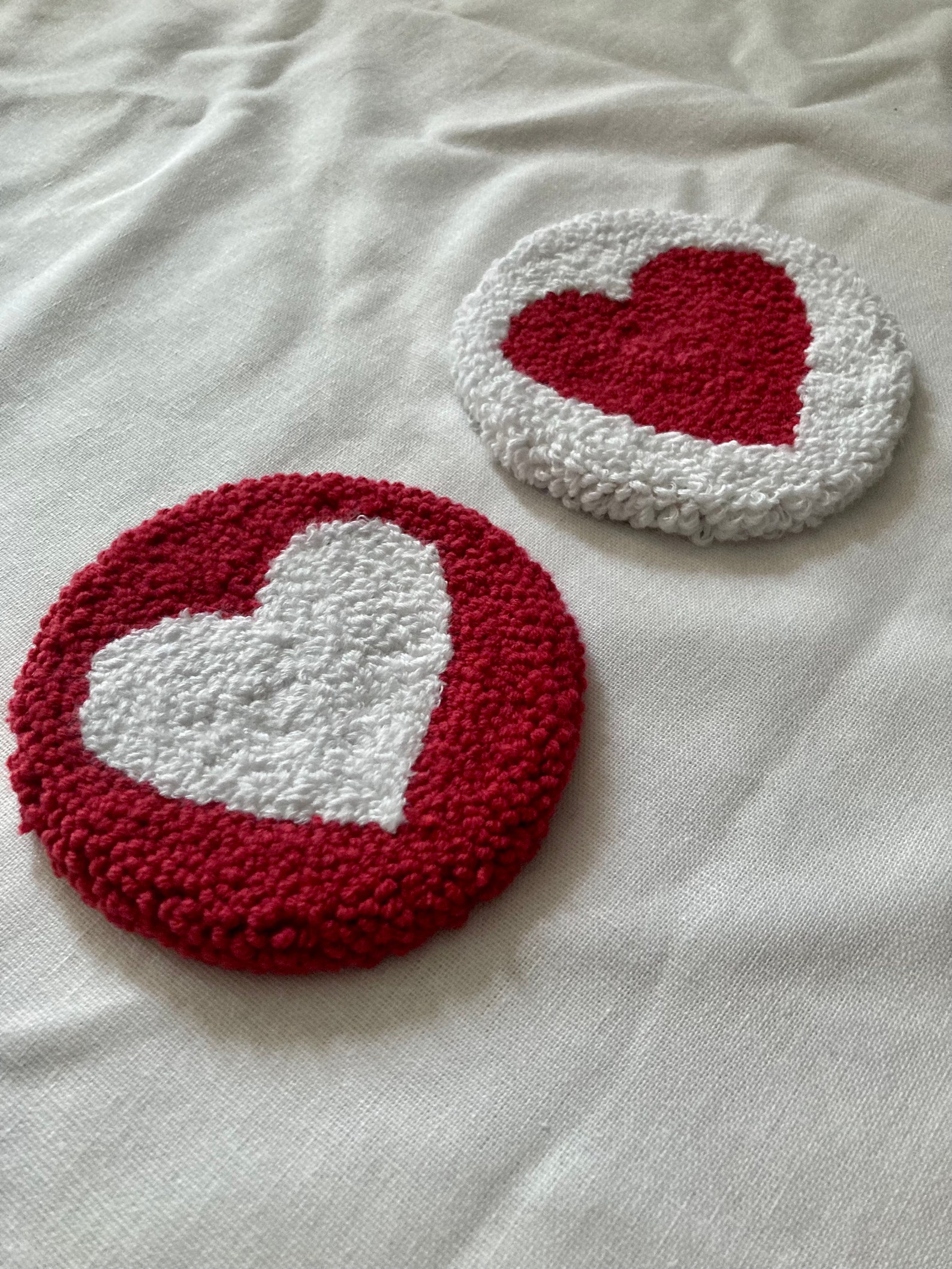 Punch Needle Heart Candy Hugs and Kisses Coasters| Customizable Mug ...