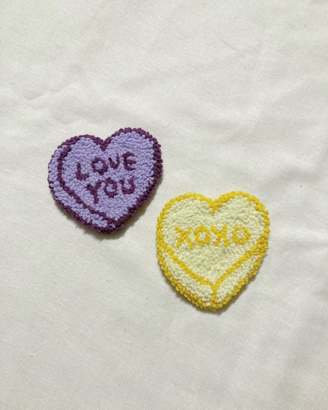 Punch Needle Heart Candy Hugs and Kisses Coasters| Customizable Mug ...