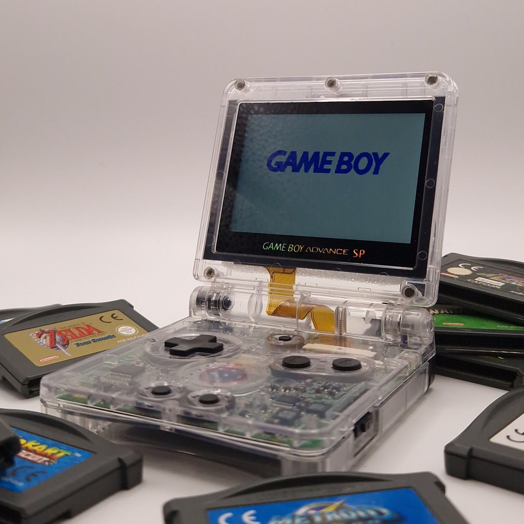 White Karma Custom Game Boy Advance SP Mod W/ips Display, 950mha ...