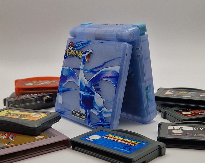 Game Boy Advance SP Custom Mod - Clear Blue Lugia - With 3" IPS V2 ...