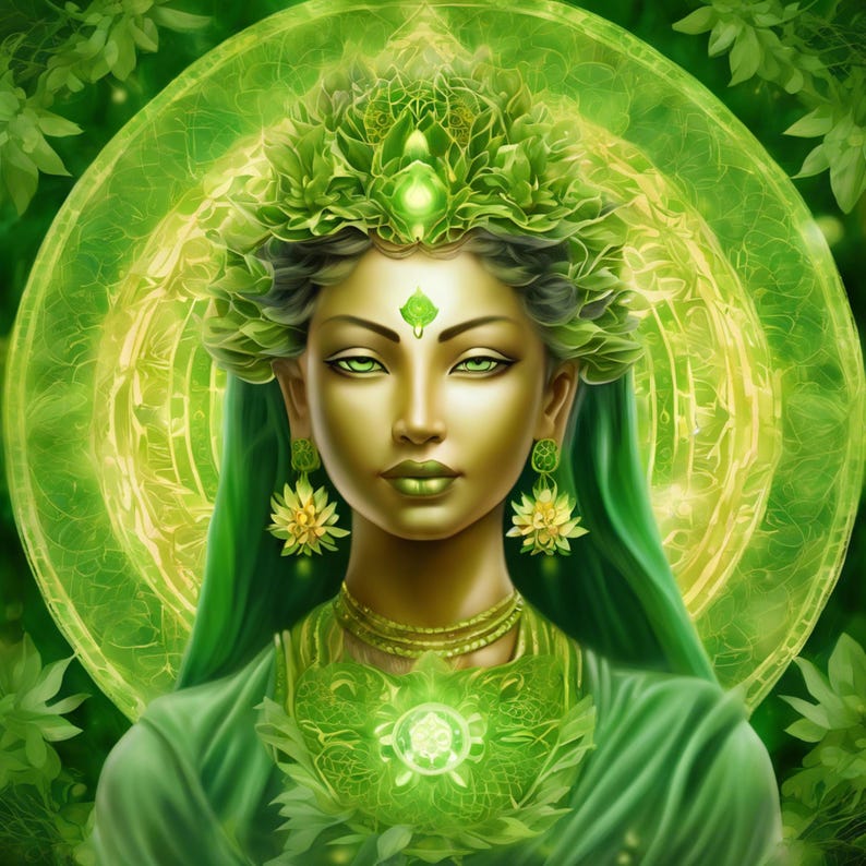 Green Tara Goddess | Digital Art | Embrace Compassion, Liberation, and ...