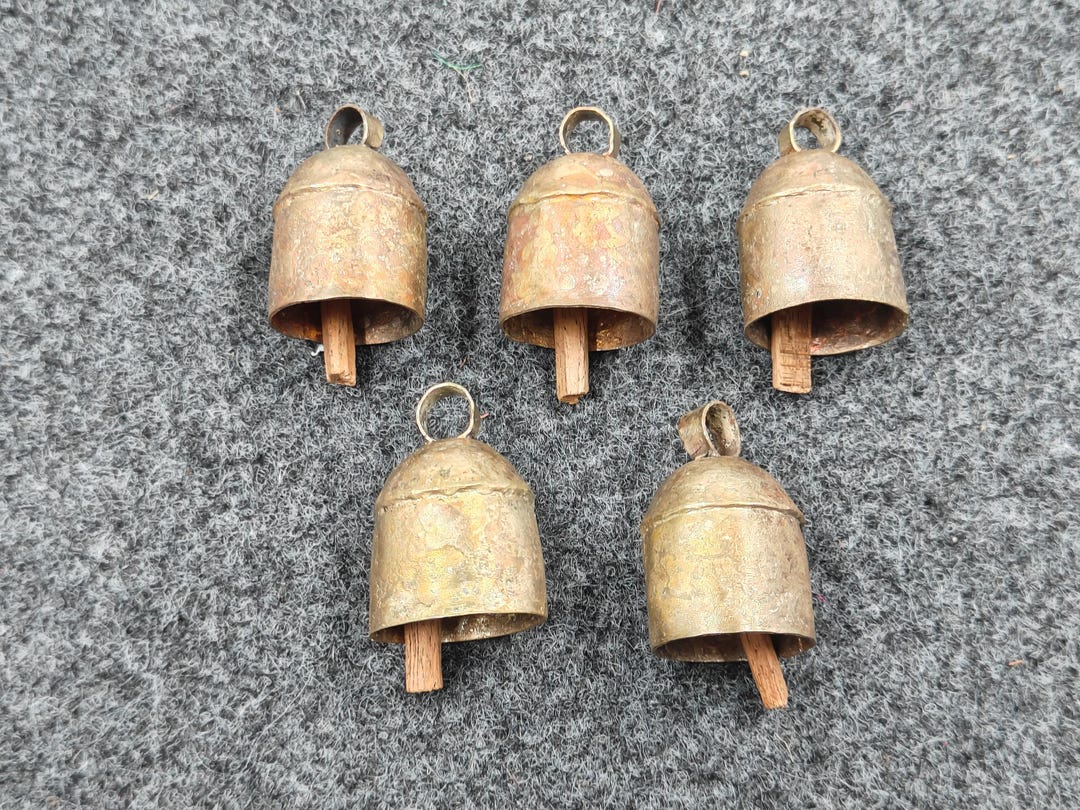 Set of 5 Rustic Gold Barn Bells, Handmade Recycled Iron, Farmhouse ...